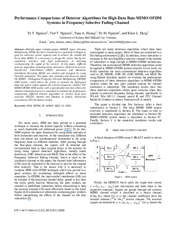 (PDF) Performance comparisons of detector algorithms for high data rate MIMO OFDM systems in ...