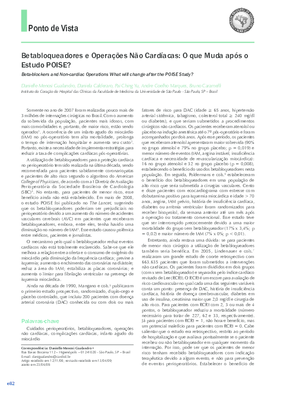 (PDF) Beta-blockers and non-cardiac operations what will change after ...