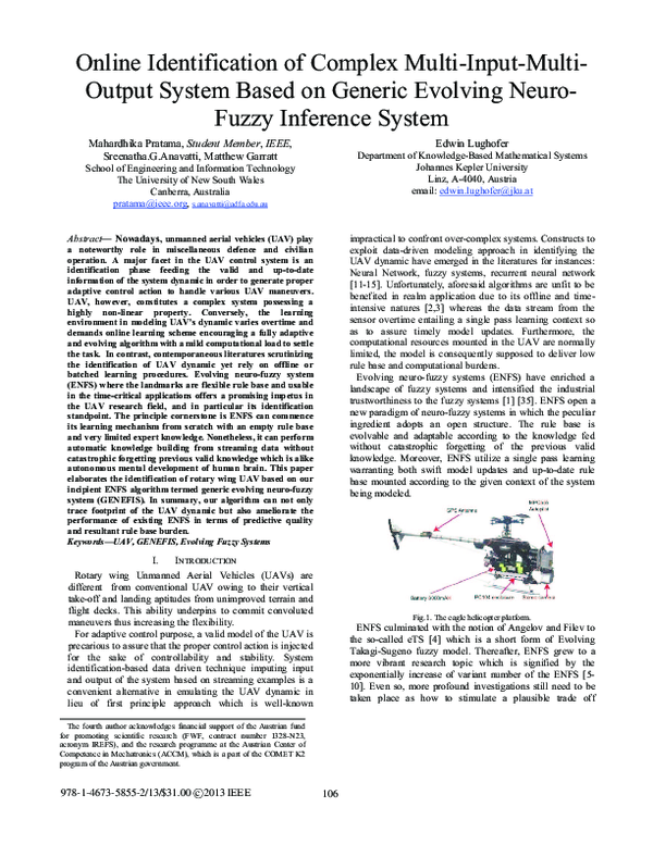 Pdf Online Identification Of Complex Multi Input Multi Output System Based On Generic Evolving 
