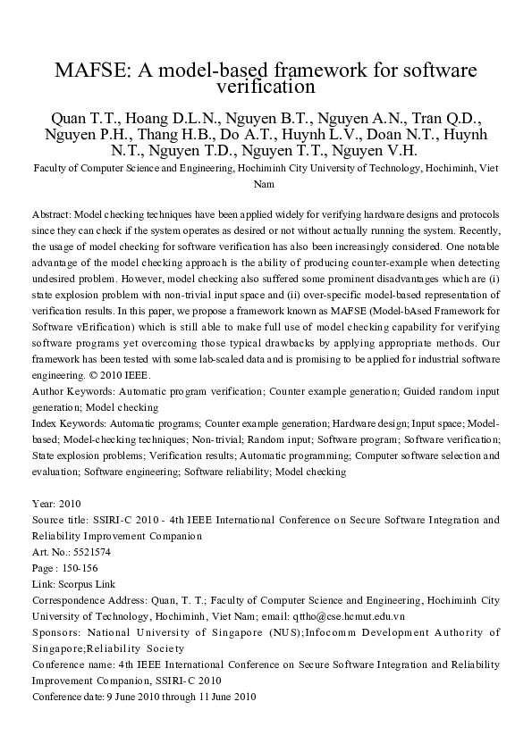 (PDF) MAFSE: A Model-Based Framework for Software Verification