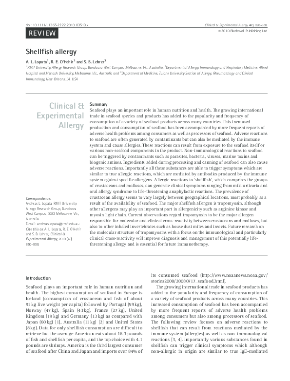(PDF) Shellfish allergy