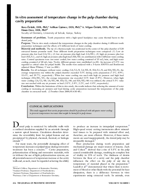 (PDF) In vitro assessment of temperature change in the pulp chamber ...