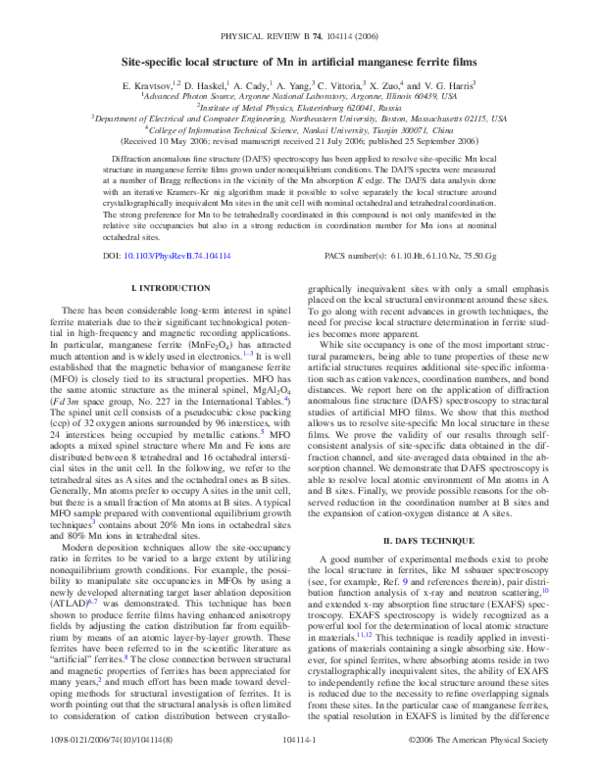 (PDF) Site-specific local structure of Mn in artificial manganese ...