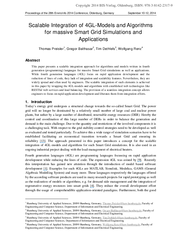 (PDF) Scalable Integration of 4GL-Models and Algorithms for massive Smart Grid Simulations and ...