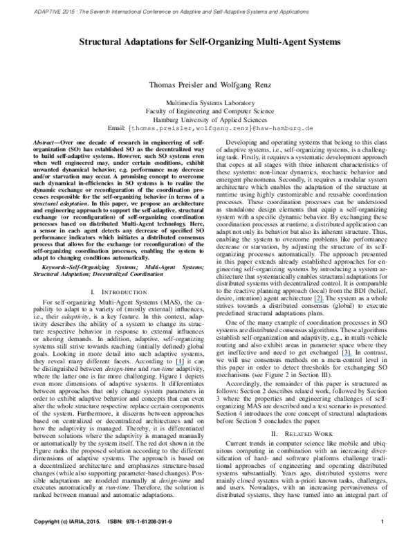 (PDF) Structural Adaptations for Self-Organizing Multi-Agent Systems