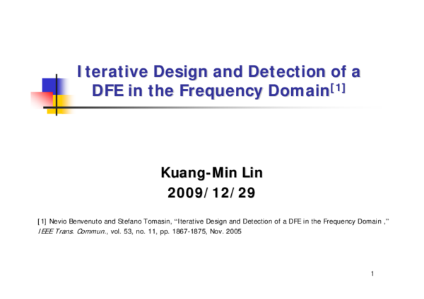 Pdf Iterative Design And Detection Of A Dfe In The Frequency Domain