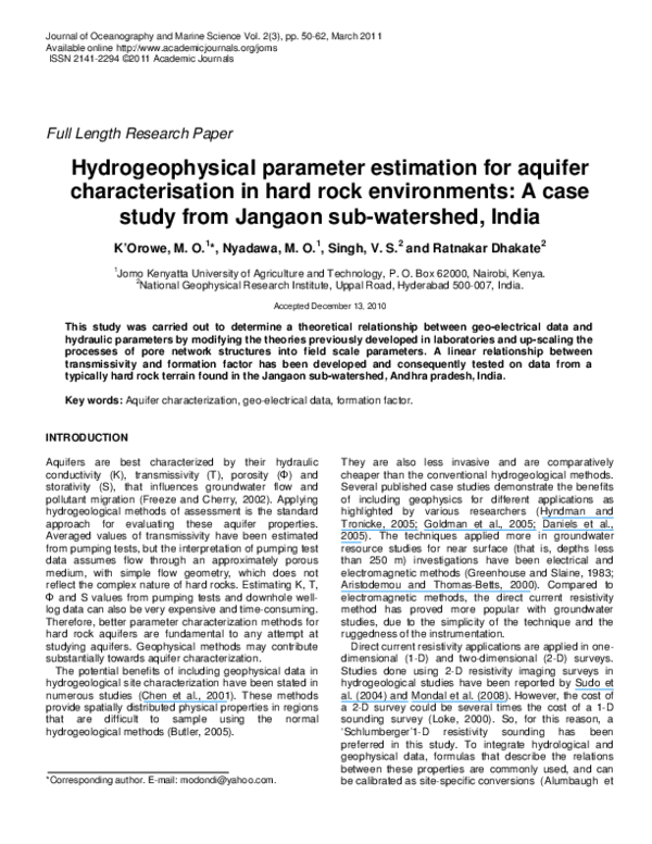 Pdf Aquifer Characterization In Hard Rock Zones