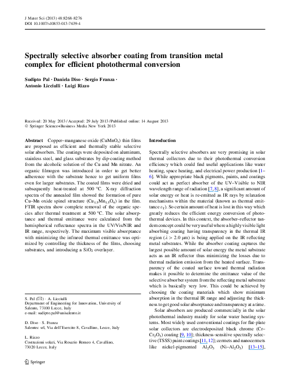(PDF) Spectrally selective absorber coating from transition metal ...