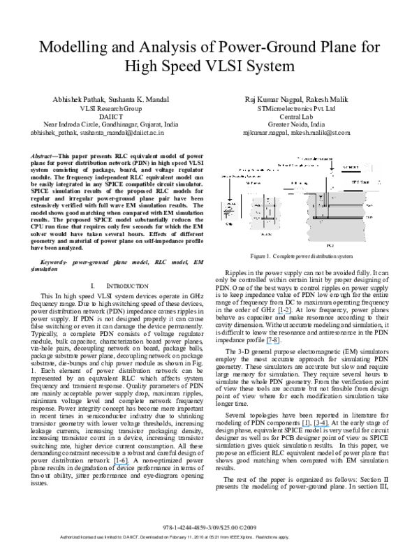 (PDF) Modelling and Analysis of Power-Ground Plane for High Speed VLSI ...