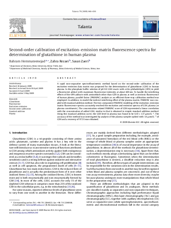 Pdf Second Order Calibration Of Excitation Emission Matrix Fluorescence Spectra For