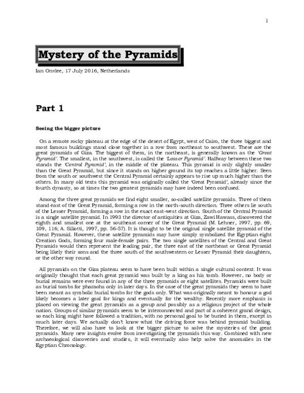 (PDF) Mystery of the Pyramids Part 1
