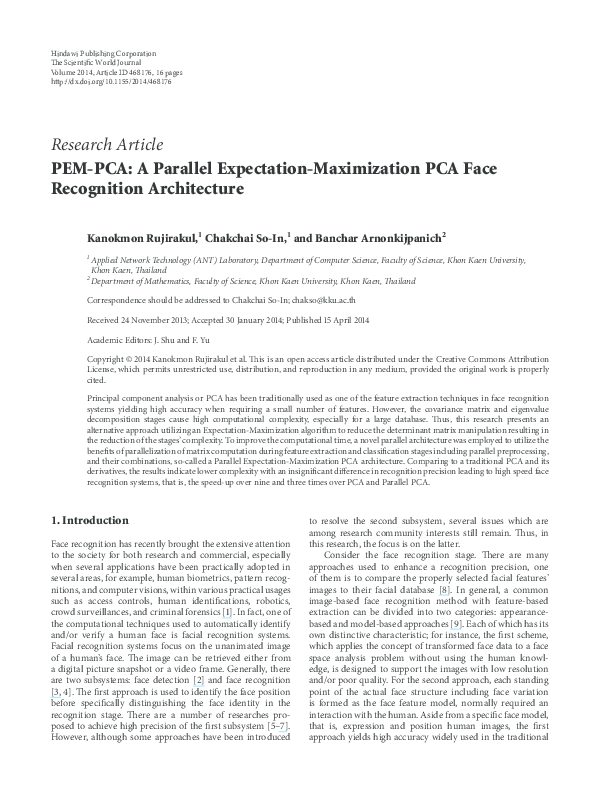 Pdf Pem Pca A Parallel Expectation Maximization Pca Face Recognition