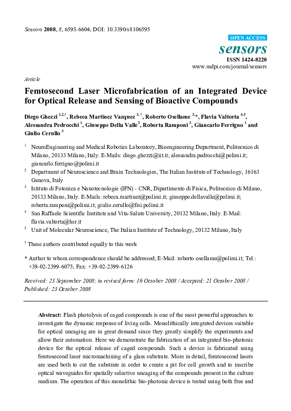 (PDF) Femtosecond Laser Microfabrication of an Integrated Device for ...