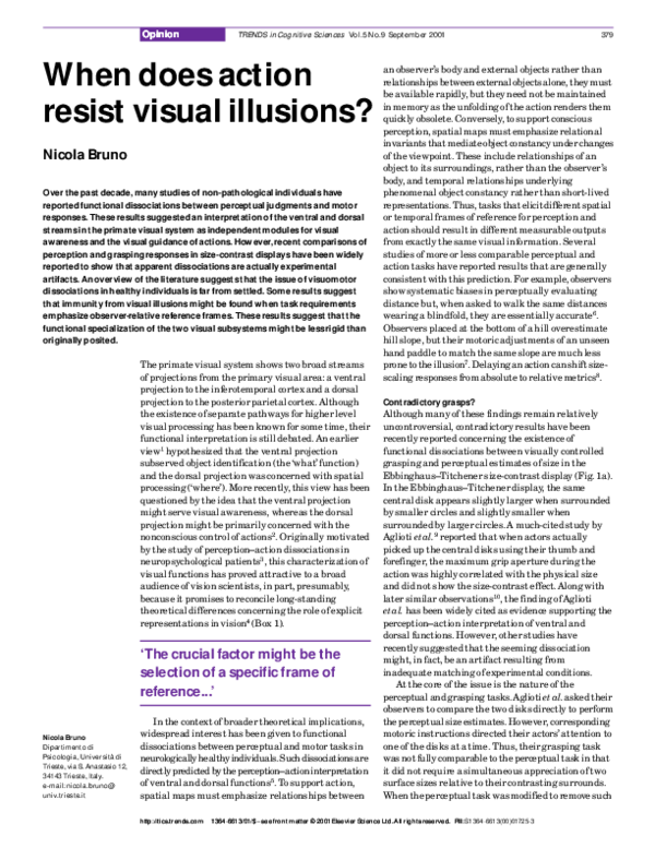 (PDF) When does action resist visual illusions?