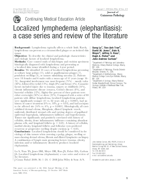 (PDF) Localized lymphedema (elephantiasis): a case series and review of ...