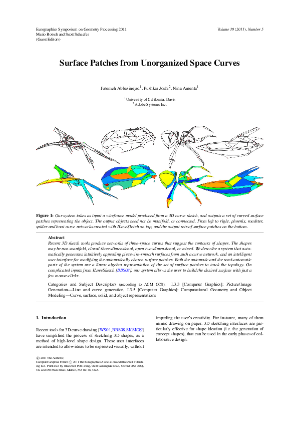 (PDF) Surface Patches from Unorganized Space Curves