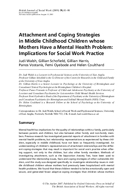 (PDF) Attachment and Coping Strategies in Middle Childhood Children ...