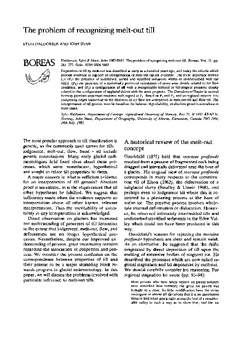 (PDF) The problem of recognizing melt-out till