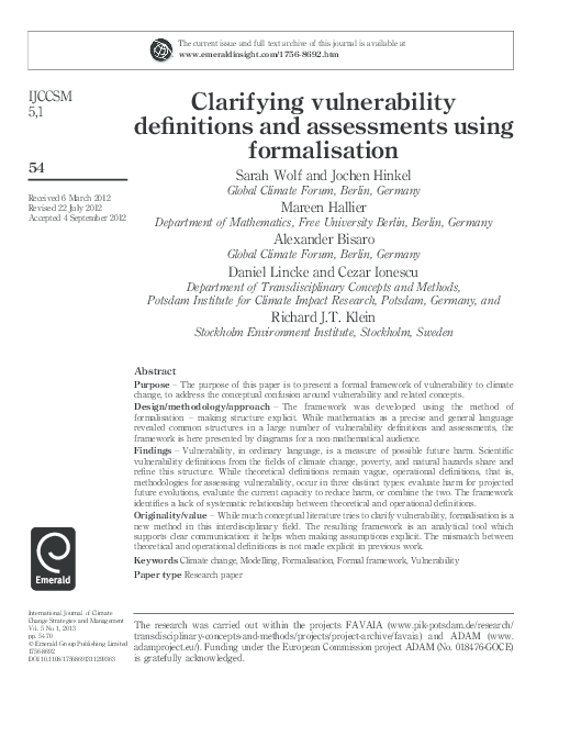 (PDF) Clarifying vulnerability definitions and assessments using formalisation