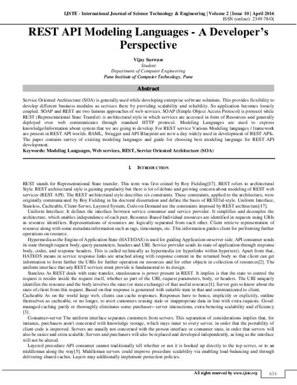 (PDF) REST API Modeling Languages -A Developer's Perspective