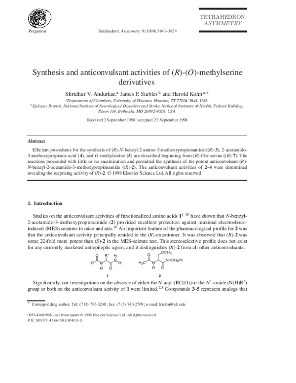 (PDF) ChemInform Abstract: Synthesis and Anticonvulsant Activities of 5 ...