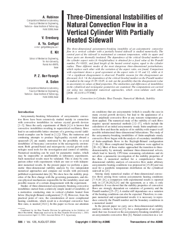 (PDF) Three-Dimensional Instabilities of Natural Convection Flow in a Vertical Cylinder With ...