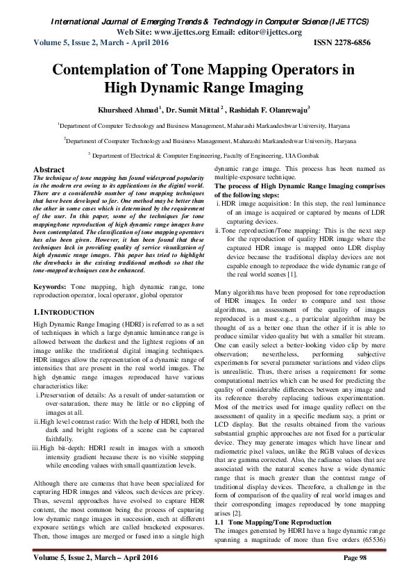 Pdf An Effective Tone Mapping Operator For High Dynamic Range Images Eduard Kopylov 