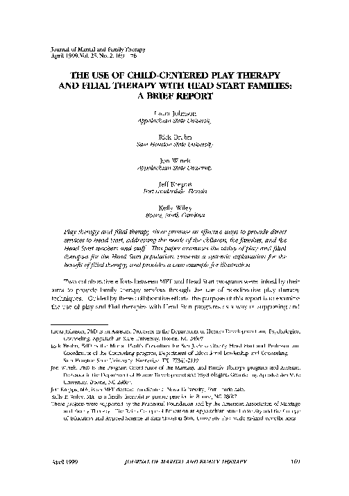 (PDF) The Use of Child-Centered Play Therapy and Filial Therapy with ...