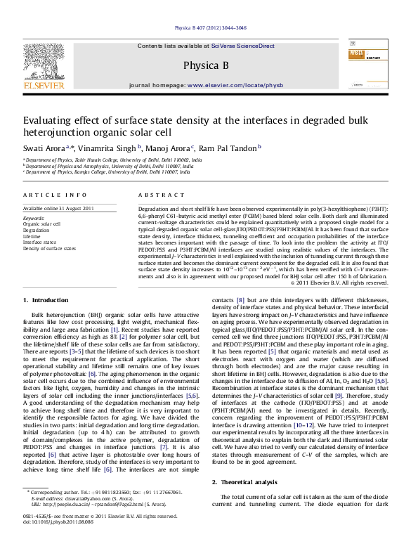 (PDF) Evaluating effect of surface state density at the interfaces in ...