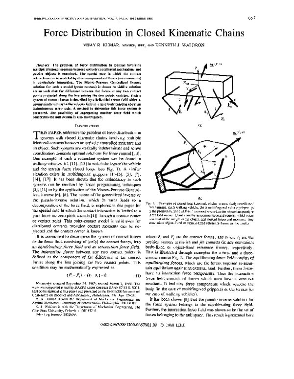 (PDF) Force distribution in closed kinematic chains