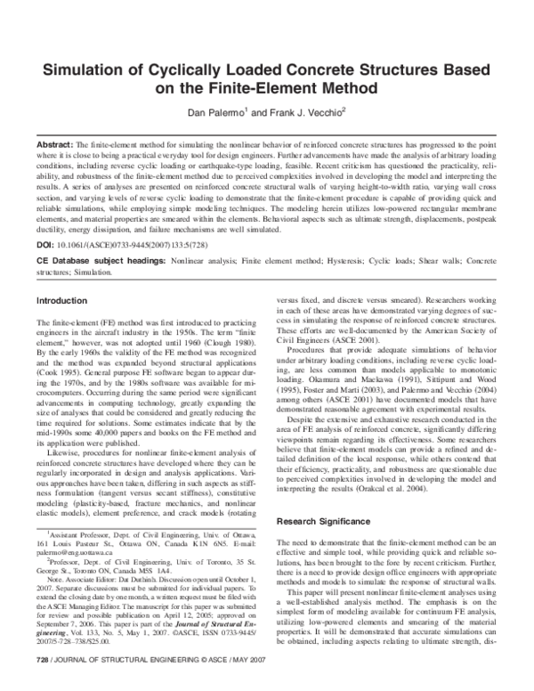 (PDF) Simulation of Cyclically Loaded Concrete Structures Based on the Finite-Element Method
