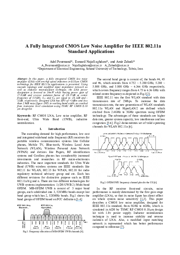 (PDF) A fully integrated CMOS low noise amplifier for IEEE 802.11a standard applications