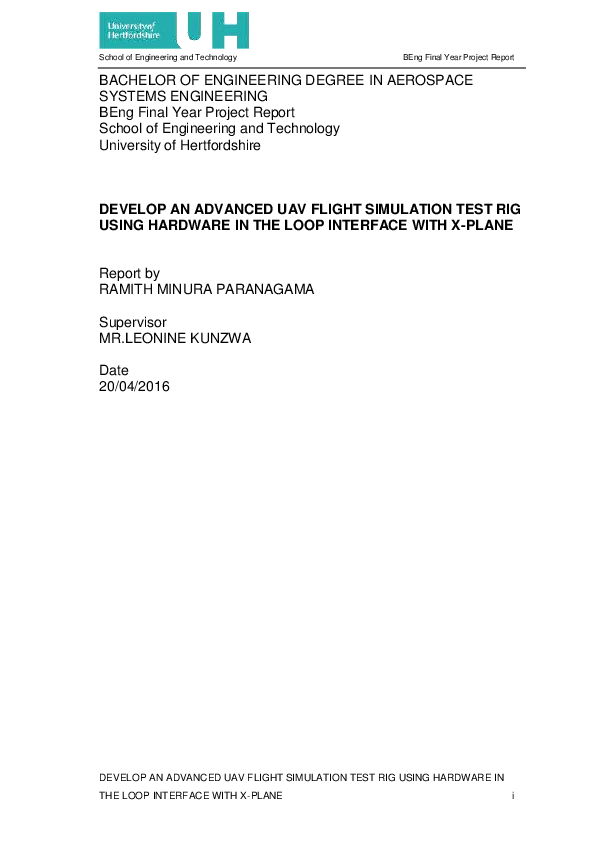 Pdf Develop An Advanced Uav Flight Simulation Test Rig Using Hardware In The Loop Interface
