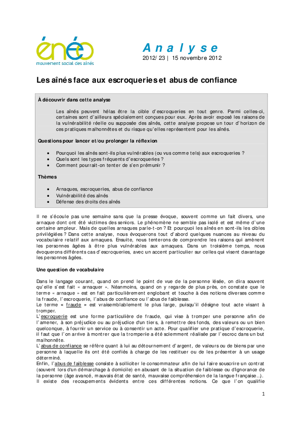 (PDF) Les aînés face aux escroqueries et abus de confiance