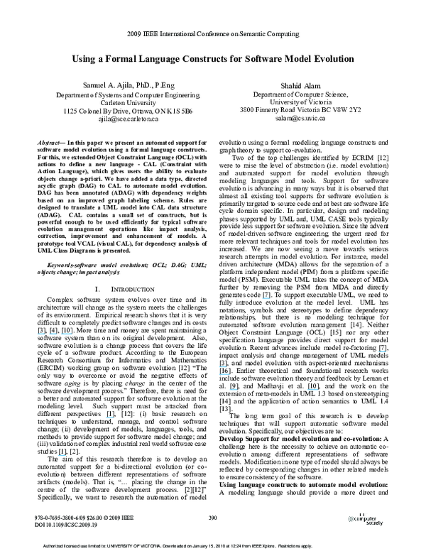(PDF) Using a Formal Language Constructs for Software Model Evolution