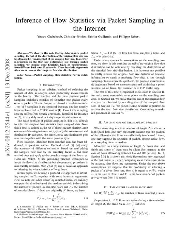 Pdf Inference Of Flow Statistics Via Packet Sampling In The Internet