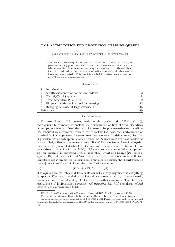 (PDF) Tail asymptotics for processor-sharing queues