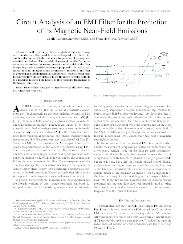(PDF) Circuit Analysis of an EMI Filter for the Prediction of its ...