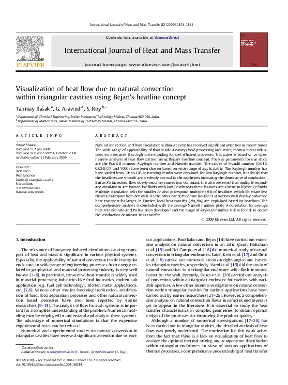 Pdf Visualization Of Heat Flow Due To Natural Convection Within Triangular Cavities Using