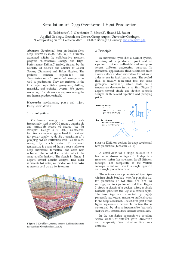 (PDF) Simulation of Deep Geothermal Heat Production