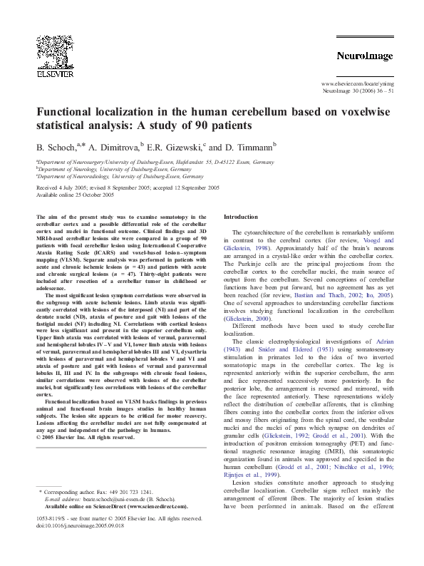 (PDF) Functional localization in the human cerebellum based on voxelwise statistical analysis: A ...