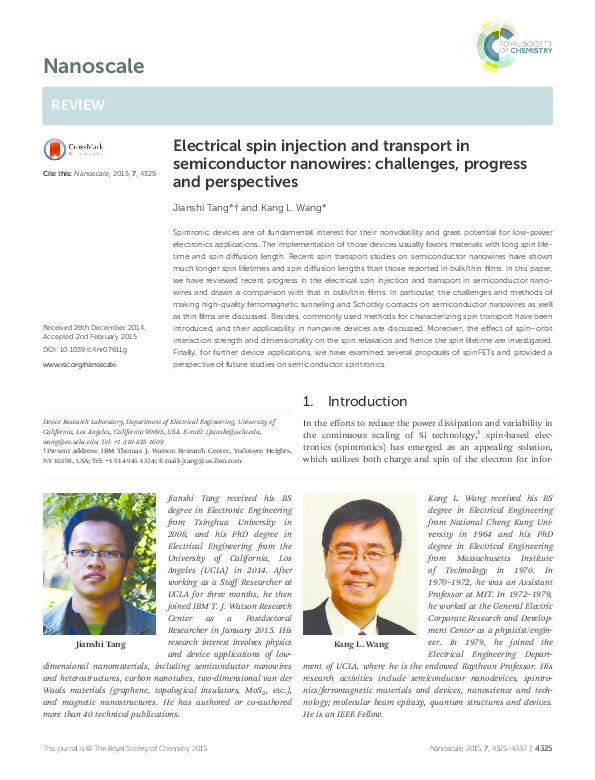 (PDF) Electrical Spin Injection and Transport in Semiconductor ...