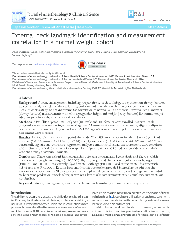 (PDF) External neck landmark identification and measurement correlation ...