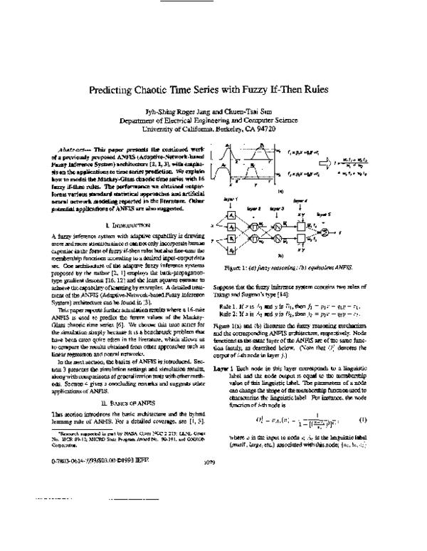 (PDF) Predicting chaotic time series with fuzzy if-then rules