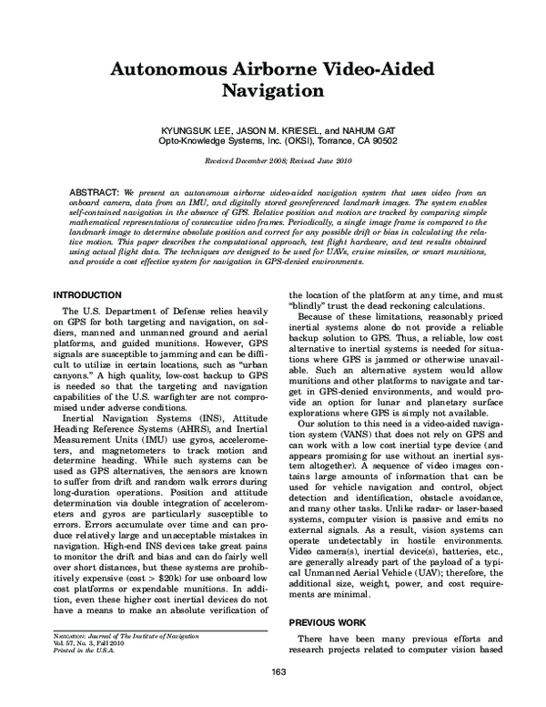 (PDF) Autonomous Airborne Video-Aided Navigation | Jason Kriesel ...