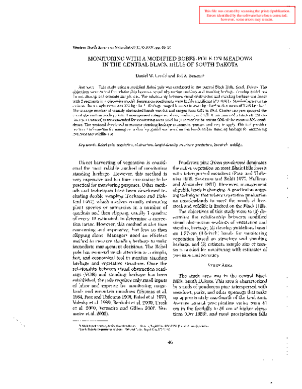 (PDF) Monitoring with a Modified Robel Pole on Meadows in the Central ...