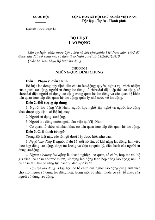 (DOC) Luat Lao dong