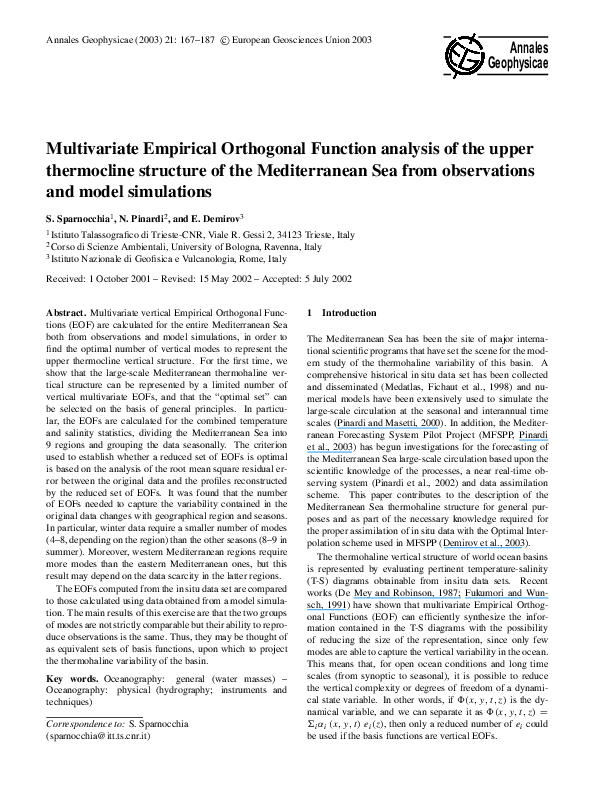 (PDF) Multivariate Empirical Orthogonal Function analysis of the upper thermocline structure of ...
