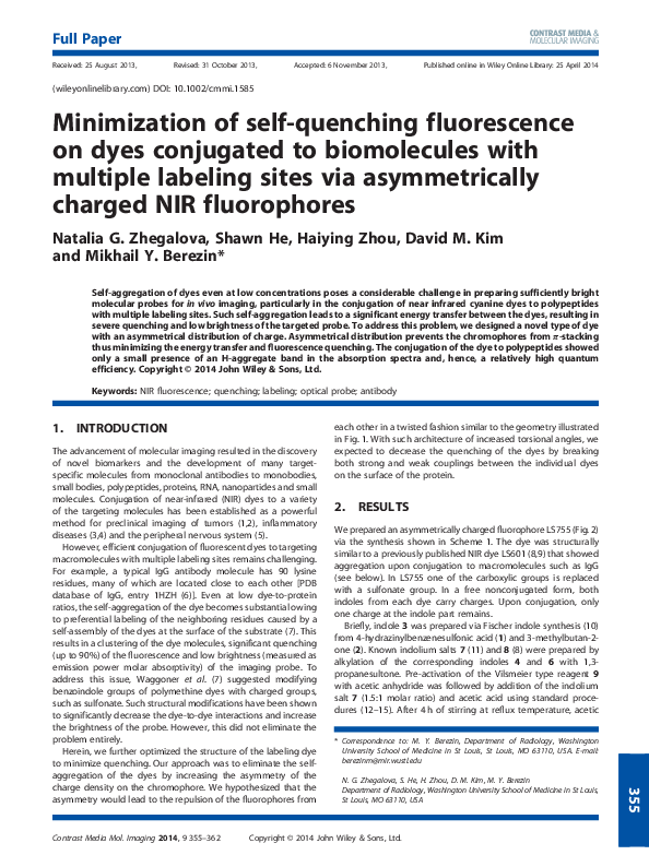(PDF) Minimization of self-quenching fluorescence on dyes conjugated to ...
