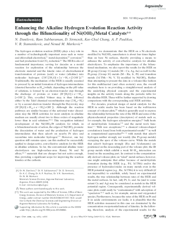 (PDF) Enhancing the Alkaline Hydrogen Evolution Reaction Activity ...